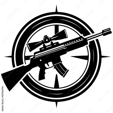 Sniper Rifle Compass A Powerful Silhouette Of A Sniper Rifle With Scope Centered Within A