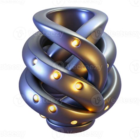 Abstract Render Of Intertwined Metallic Rings With Glowing Lights 55664186 Png