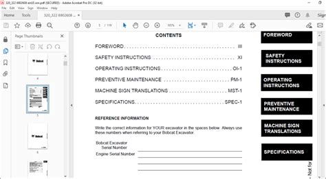 Bobcat Excavator L Operation Maintenance Manual EN PDF DOWNLOAD