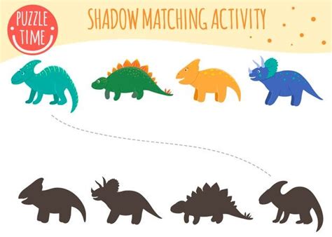 Actividad De Coincidencia De Sombras Para Niños Tema Dinosaurio Cute