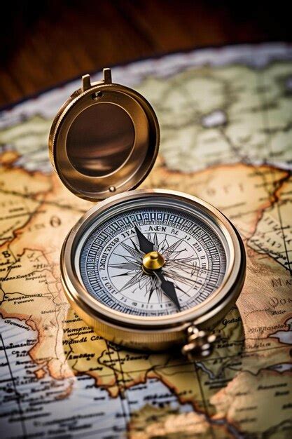 Premium Photo Compass On Map