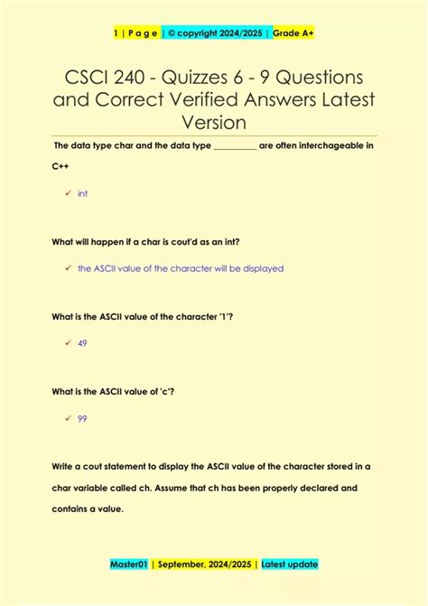 CSCI Quizzes Questions And Correct Verified Answers Latest Version CSCI Stuvia US
