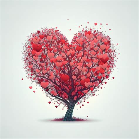 Heart Tree Red Heart Shaped Tree Valentine Background Love