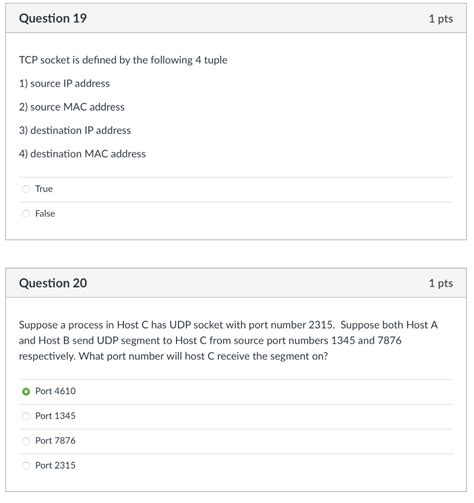 Solved TCP Socket Is Defined By The Following Tuple Chegg Com