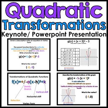 Algebra 2 Quadratic Transformations PowerPoint Lesson TPT