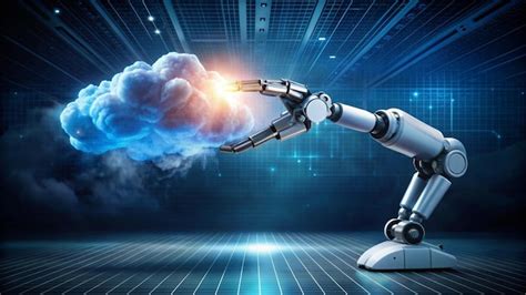 Cloud Computing Technology Concept With 3d Rendering Cyborg Premium