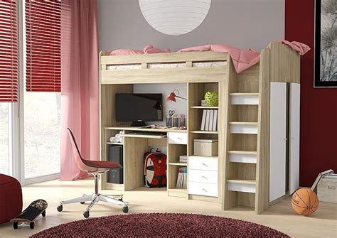 Furniturefactor Combi Mid High Sleeper Storage Bunk Bed Desk Wardrobe