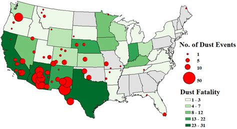 Spatial Distribution Of Dust Storms Red Circles And Dust Fatalities