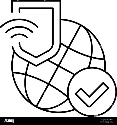 World Internet Protection Line Icon Vector Illustration Stock Vector