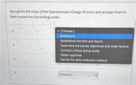 Solved Recognize The Steps Of The Questionnaire Design