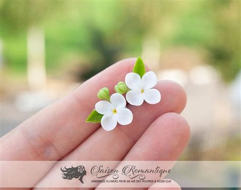 Earrings White Lilac Syringa Mini Polymer Clay Flowers Etsy Polymer