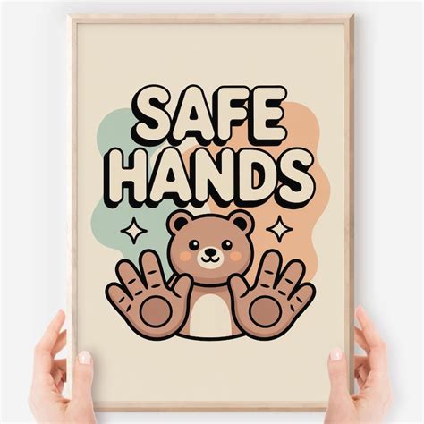 Safe Hands Classroom Poster Sel Bear Print Positive Behavior Digital Download Etsy