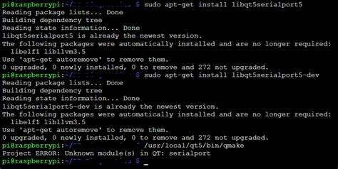 project error unknown module s in qt serialport raspbian jessie