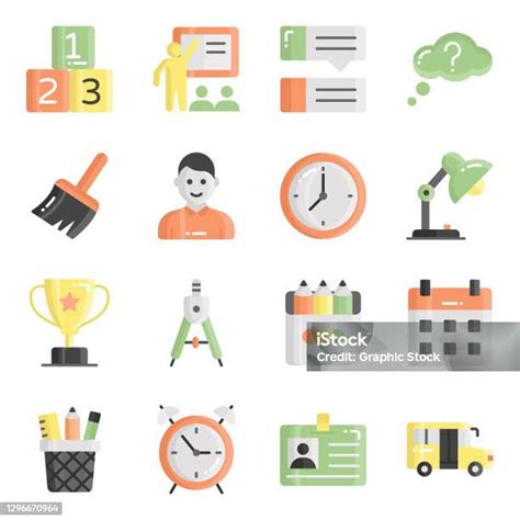 교육 벡터 아이콘 세트 평면 디자인 교육 학교 모바일 개념 및 웹 애플 리 케이 션에 대 한 요소와 현대 그림및 대학의 컬렉션 과학에 대한 스톡 벡터 아트 및 기타 이미지
