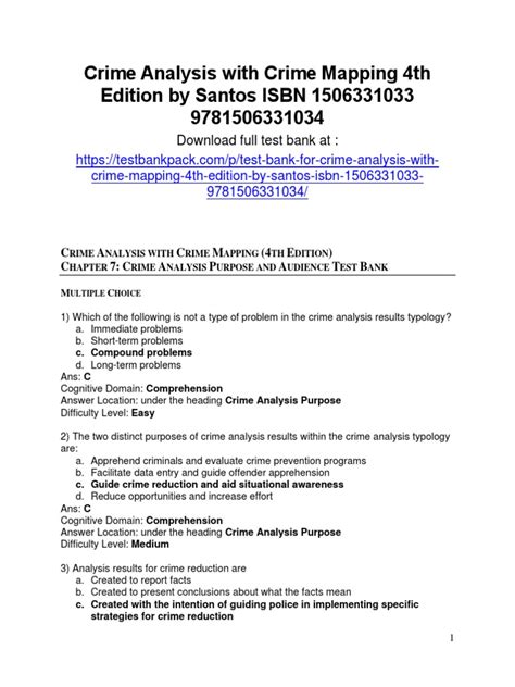 Crime Analysis With Crime Mapping 4th Edition Santos Test Bank Download Pdf Situation