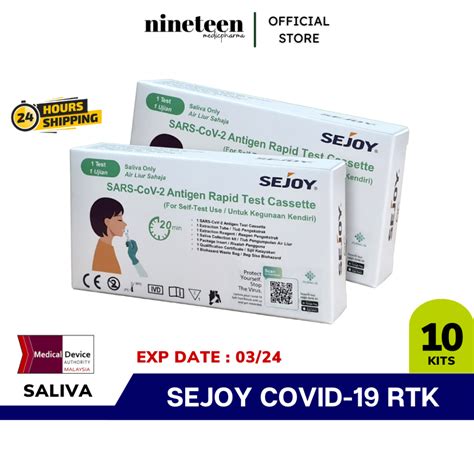 Sejoy Covid19 Rtk Saliva Rapid Home Antigen Test Kit 10s Shopee