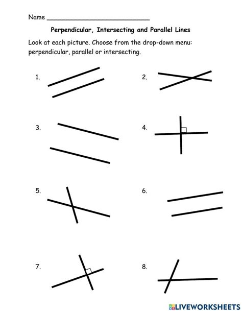 Parallel Perpendicular And Intersecting Lines Worksheet Parallel And Perpendicular Lines