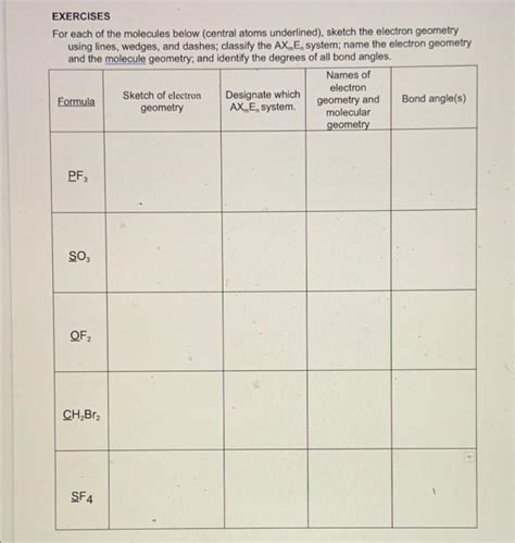 Solved Exercises For Each Of The Molecules Below Central