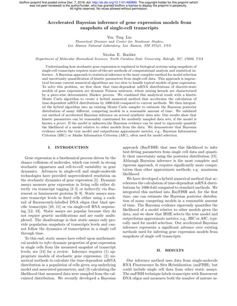 Pdf Accelerated Bayesian Inference Of Gene Expression Models From