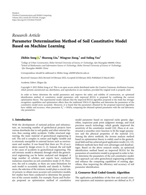 PDF Parameter Determination Method Of Soil Constitutive Model Based On Machine Learning