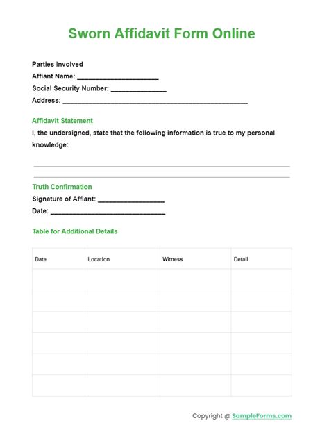 FREE Sworn Affidavit Form Samples PDF MS Word Google Docs