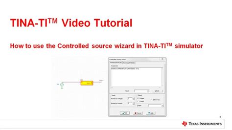 How To Use The Controlled Source Wizard In The Tina Ti Tm Simulator Video