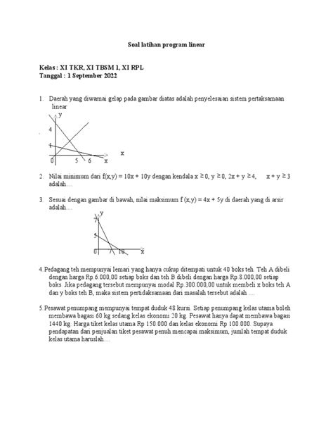 Soal Latihan Program Linear Kelas Xi Pdf