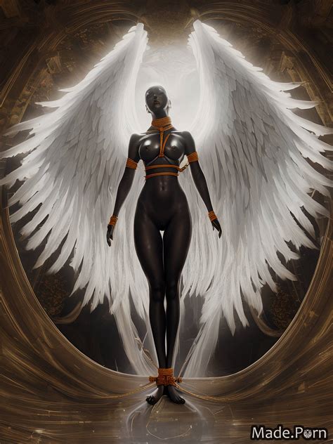 Porn Image Of Red Glitter Oiled Body Shaved Bodypaint Bird Wings Barefoot Created By AI