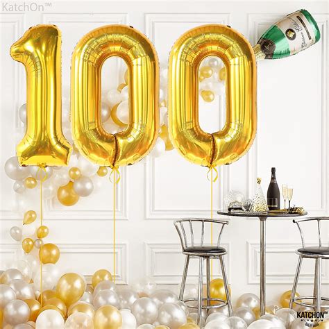 Gold 100 Balloon For 100th Birthday Celebratory Decor