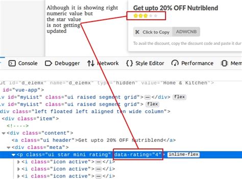 issue when using v bind to update star value in semantic ui using vue