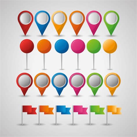 premium vector gps navigation many colored flags markers pin maps
