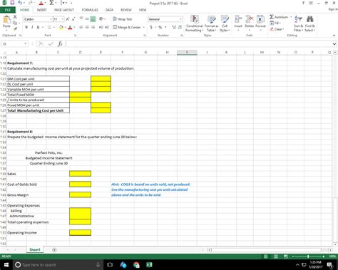 Solved Project 3 Su 2017 6 Excel File Home Insert Page