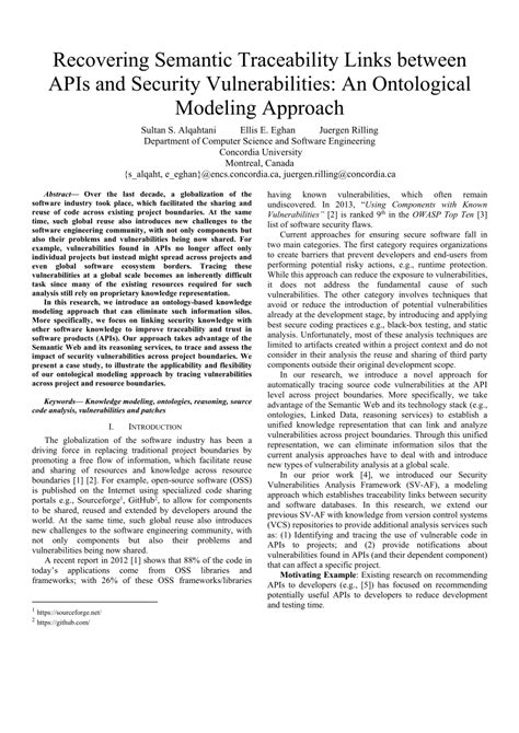 Pdf Recovering Semantic Traceability Links Between Apis And Security Vulnerabilities An