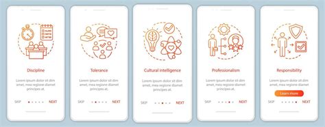 Management Skills Onboarding Mobile App Page Screen Vector Template Hr Baseline Qualities