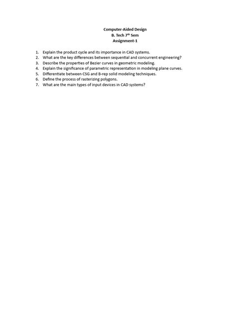 Computer Aided Design Combined Assignment Btech 7th Sem Pdf