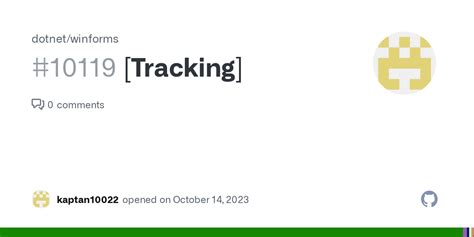 Tracking Issue Dotnet Winforms GitHub