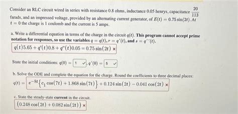 Solved Consider An RLC Circuit Wired In Series With Chegg