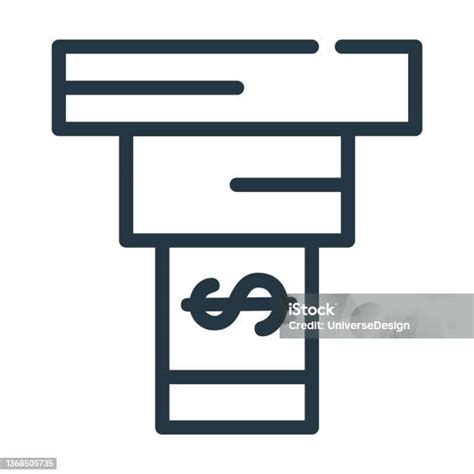 현금 인출기 얇은 라인 아이콘에서 달러 지폐 공항 터미널 개념 격리 윤곽 기호에서 달러 기계 선형 아이콘 웹 디자인 및 앱에 대한 벡터 그림 기호 요소입니다 0명에 대한