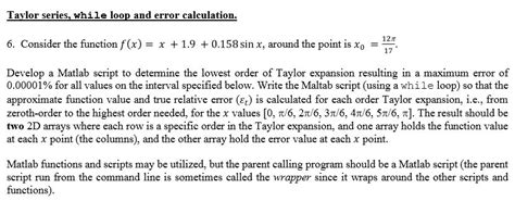 taylor series while loop and error calculation 6