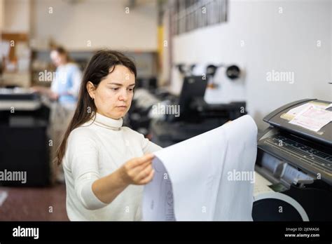 Worker In A Printing And Press Centar Check Print Quality Stock Photo Alamy