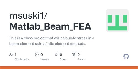 GitHub Msuski Matlab Beam FEA This Is A Class Project That Will Calculate Stress In A Beam