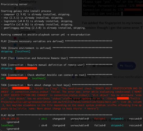 Ansible Connection Role Error While Provisioning Server Task