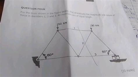 Question Four For The Truss Shown In The Figure Below Find Analytically