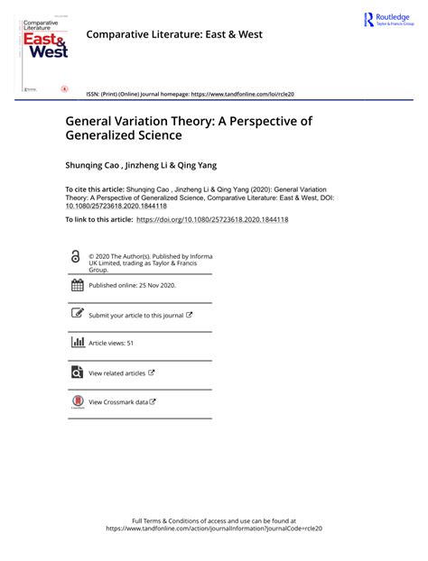 Pdf General Variation Theory A Perspective Of Generalized Science