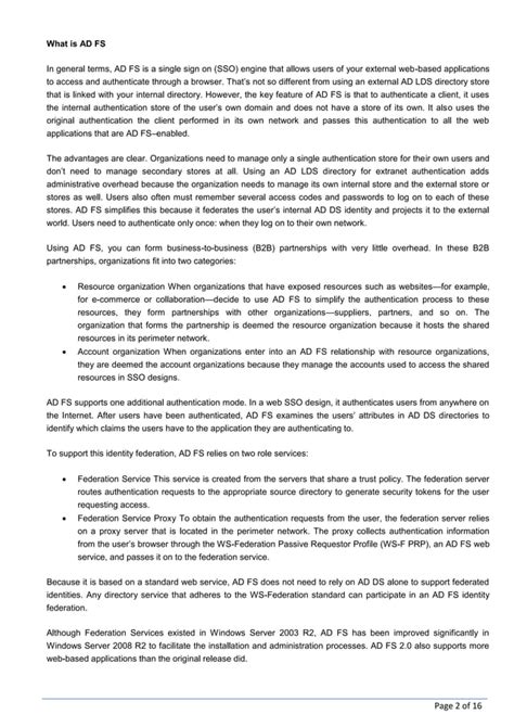 Windows Server 2008 Active Directory Adfs Claims Base Idm For Windows Part 2 Pdf