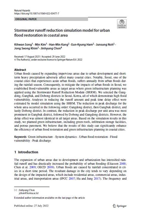 Stormwater Runoff Reduction Simulation Model For Urban Flood Restoration In Coastal Area