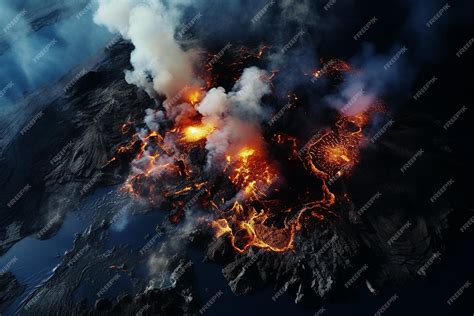 Premium Ai Image Volcano Errupting Volcanic Erruption 3d Illustration
