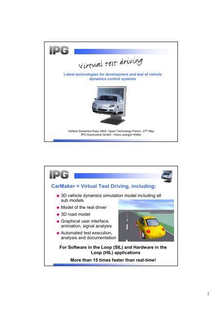 carmaker virtual test driving including ipg automotive
