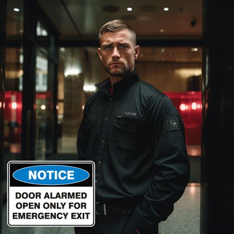 Door Alarmed Open Only For Emergency Exit Safety Signage