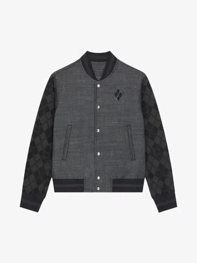 Givenchy Varsity Jacket In Denim With Monogram 72 In Indigo Blue Modesens